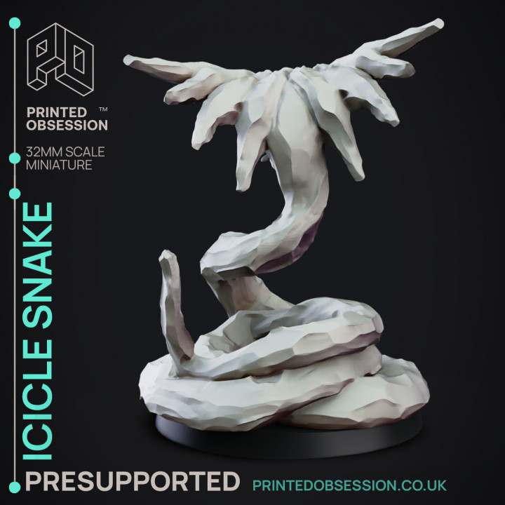 3D Printable Icicle Snake - Elemental Familar - PRESUPPORTED - 32mm ...