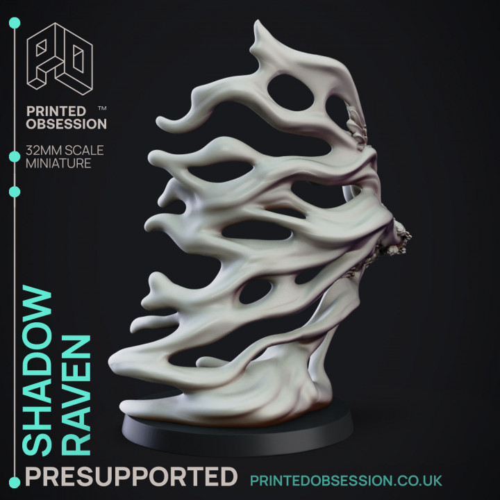3D Printable Shadow Raven - Elemental Familar - PRESUPPORTED - 32mm ...
