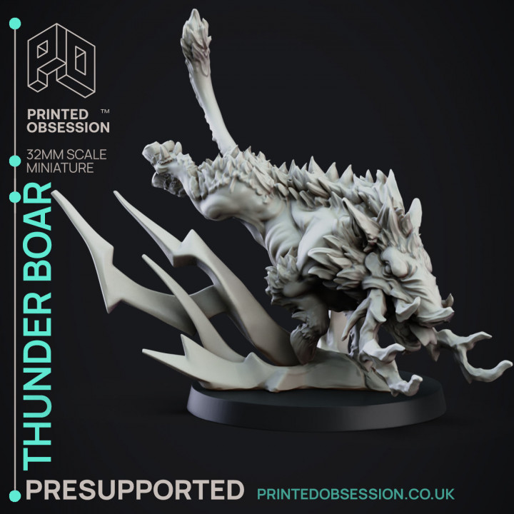 3D Printable Thunder Boar - Elemental Familar - PRESUPPORTED - 32mm ...