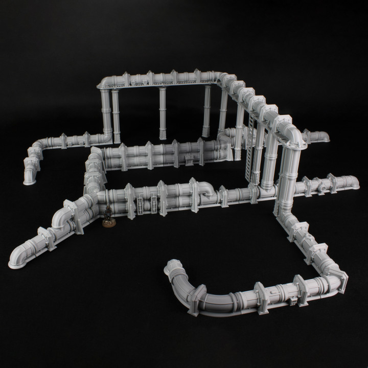 3D Printable Industrial Pipe Bundle by Tesseract Tomb
