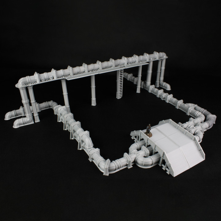 3D Printable Industrial Pipe Bundle by Tesseract Tomb