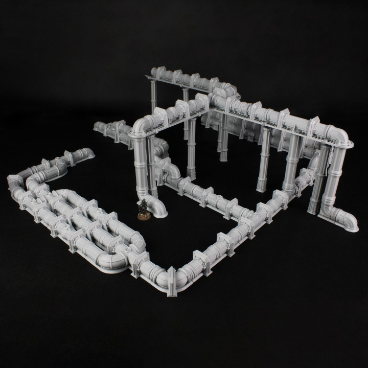 3D Printable Industrial Pipe Bundle by Tesseract Tomb
