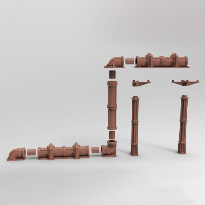 3D Printable Industrial Pipe Bundle by Tesseract Tomb