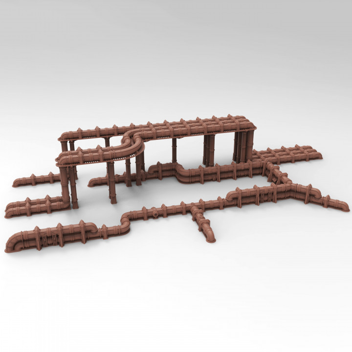 3D Printable Industrial Pipe Bundle by Tesseract Tomb