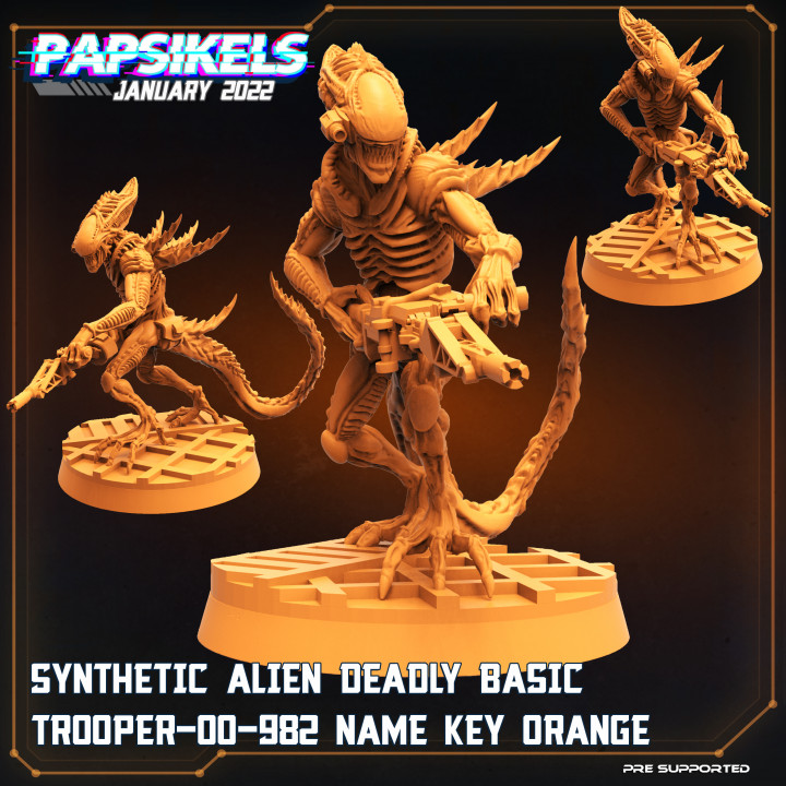 3D Printable SYNTHENTIC ALIENS - FRAN NINE TEAM SET by PAPSIKELS MINIATURES