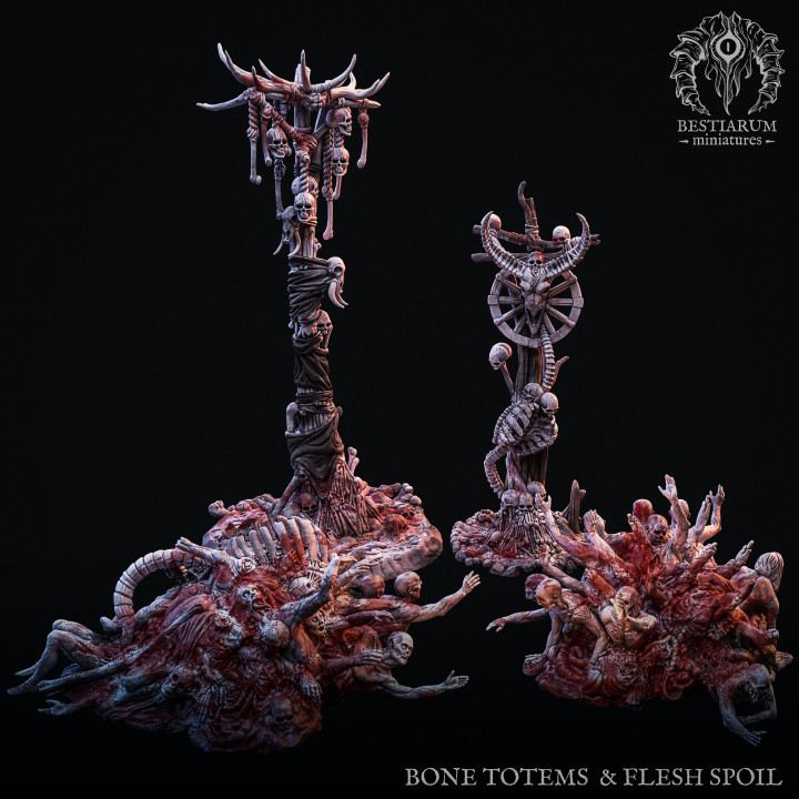 3D Printable Bone Totems + Fleshspoil by Bestiarum Miniatures