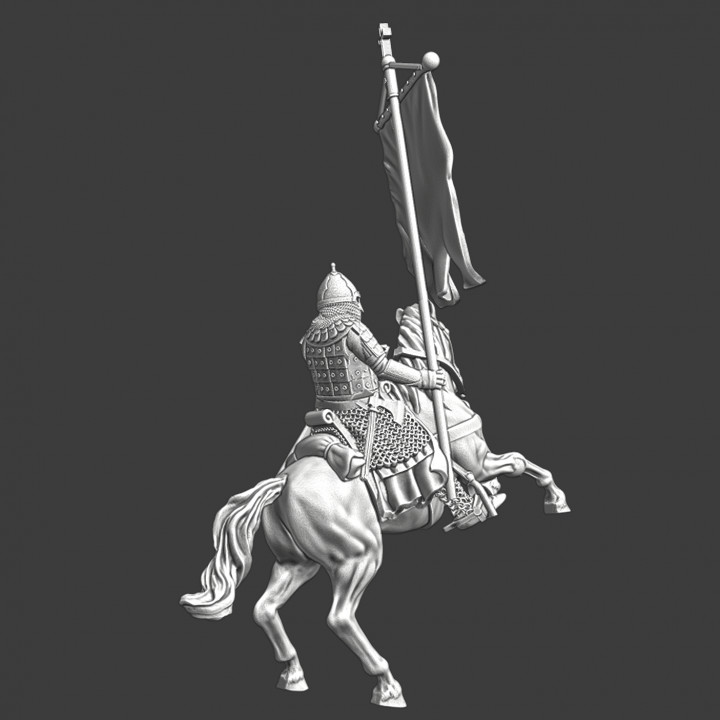 3D Printable Mounted russian knight with banner by Northern Crusades ...