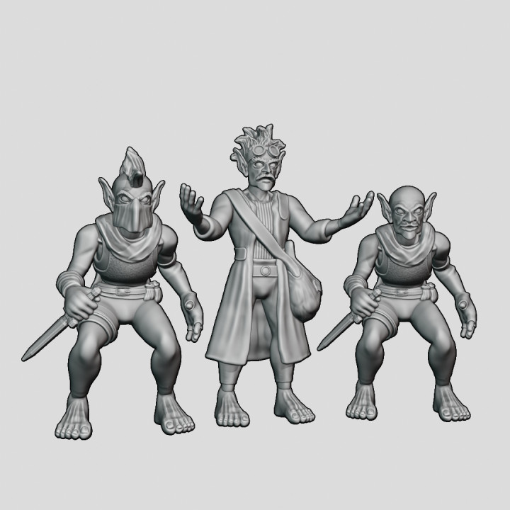 3D Printable Goblin Scientist and minions by Dale Seaton