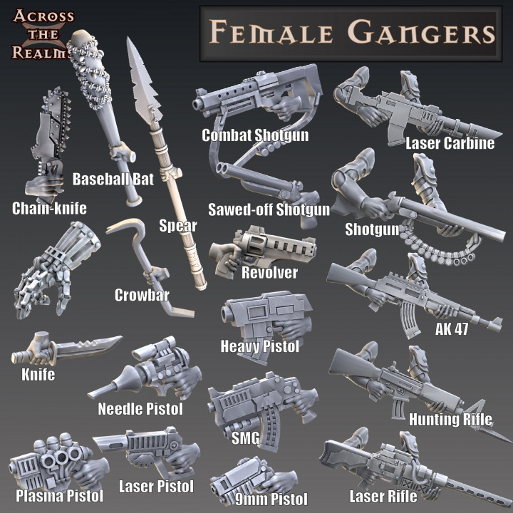 3D Printable Female Gangers - Modular by Across the Realms