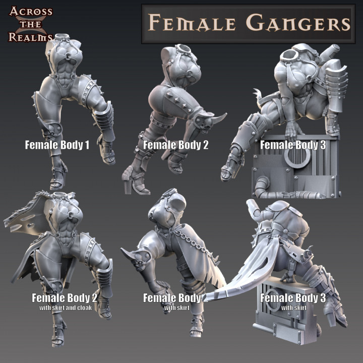 3D Printable Female Gangers - Modular by Across the Realms