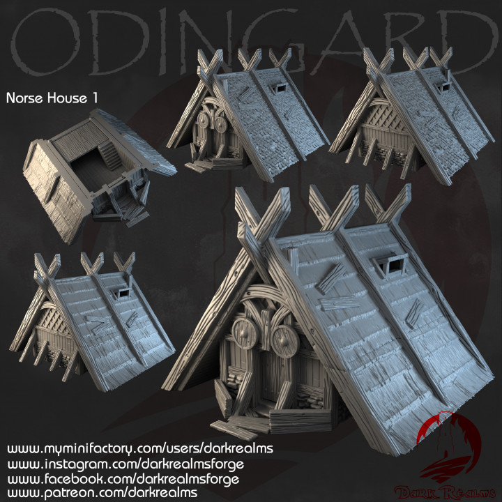 3D Printable Dark Realms - Odingard - Norse House 1 by Dark Realms Forge