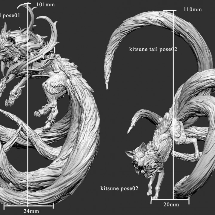 3D Printable Kitsune (pose 2 of 2) armored by Mini Monster Mayhem