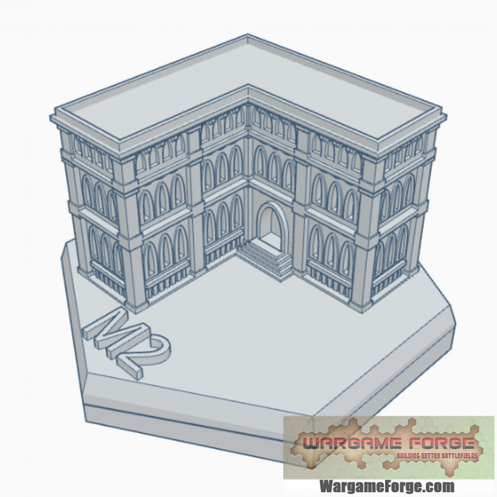 3D Printable Gothic Building 14 Hex Map Scale HMSG014 by Wargame Forge