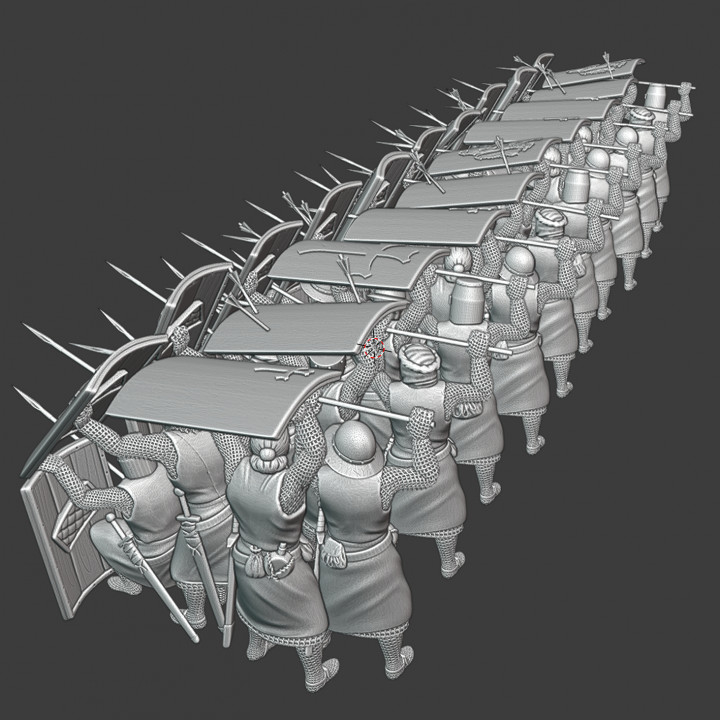 3D Printable Teutonic Shield Wall - Medieval infantry formation by ...