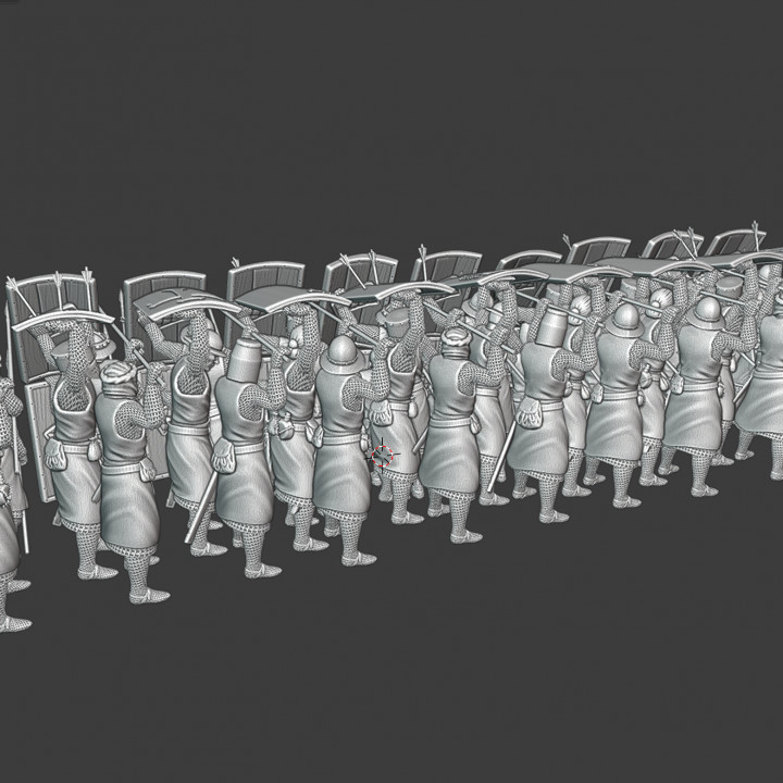 3D Printable Teutonic Shield Wall - Medieval infantry formation by ...