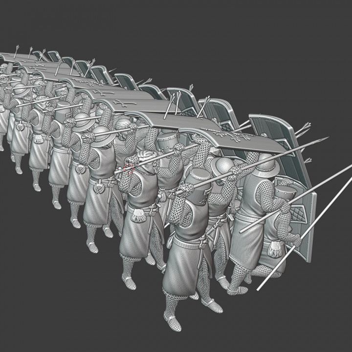3D Printable Teutonic Shield Wall - Medieval infantry formation by ...