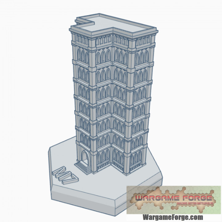 3D Printable Gothic Building 34 Hex Map Scale HMSG034 by Wargame Forge