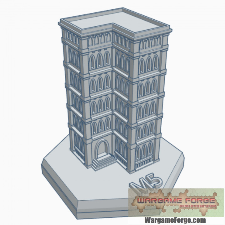 3D Printable Gothic Building 36 Hex Map Scale HMSG036 by Wargame Forge