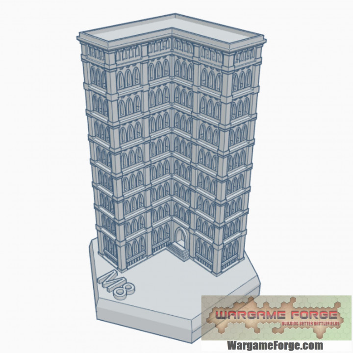 3D Printable Gothic Building 43 Hex Map Scale HMSG043 by Wargame Forge