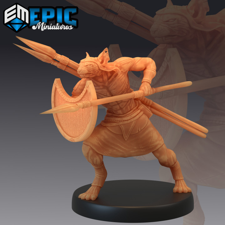 3D Printable Catfolk Sphynx Spear Warrior / Feline Warrior / Desert ...