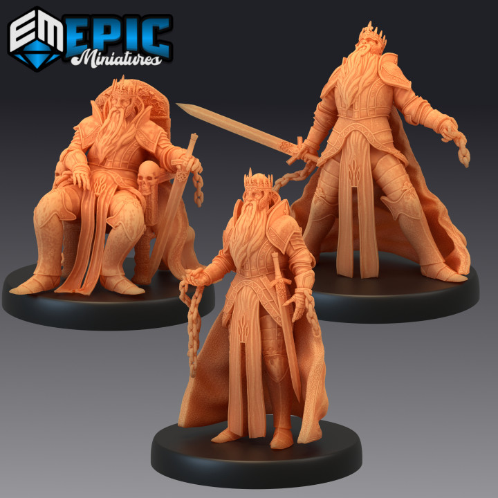 3D Printable Revenant King Set / Undead Leader / Chained Ghost Monarch ...