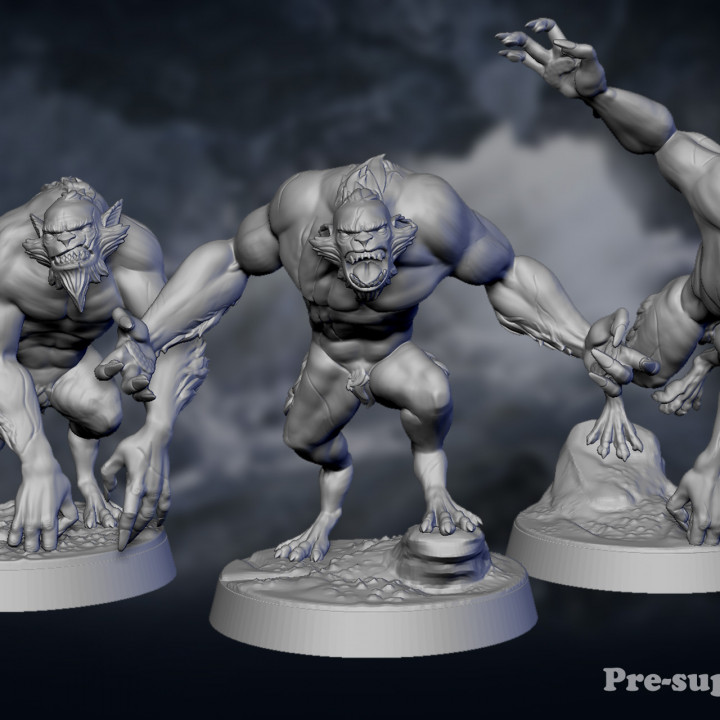 3D Printable Quaggoths - 3 versions [Pre-supported] by Byzantur Minis