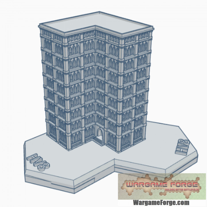 3D Printable Gothic Building 83 Hex Map Scale HMSG083 by Wargame Forge