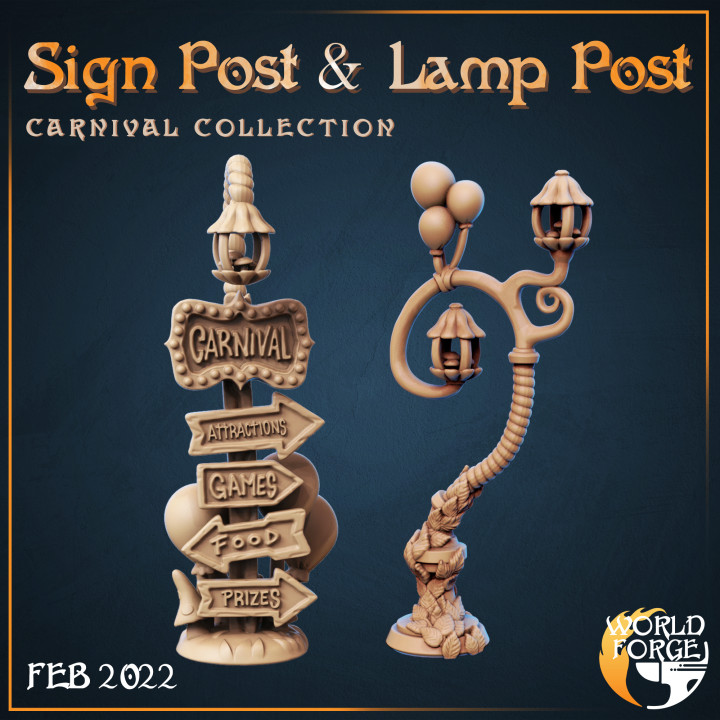 3D Printable Carnival Sign Post and Lamp Post - Terrain by World Forge ...