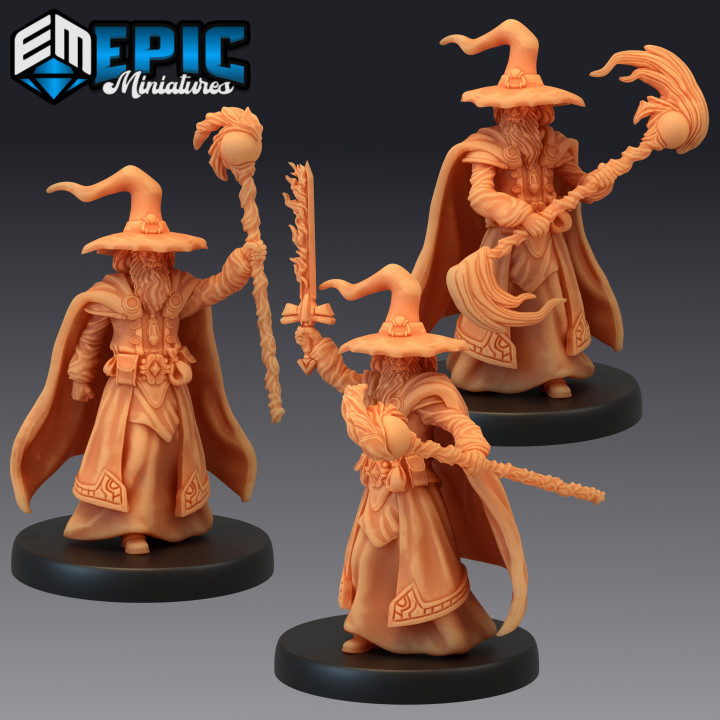 3D Printable Gray Wizard Set / Human Sorcerer / Wise Magician by Epic ...