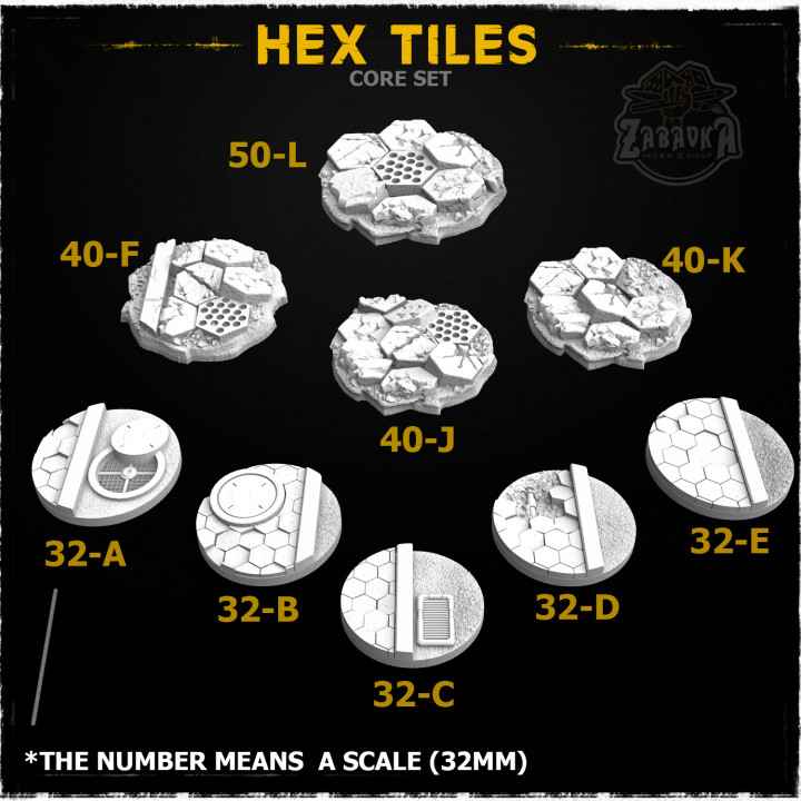 3D Printable Hex Tiles Base Toppers by Zabavka Workshop