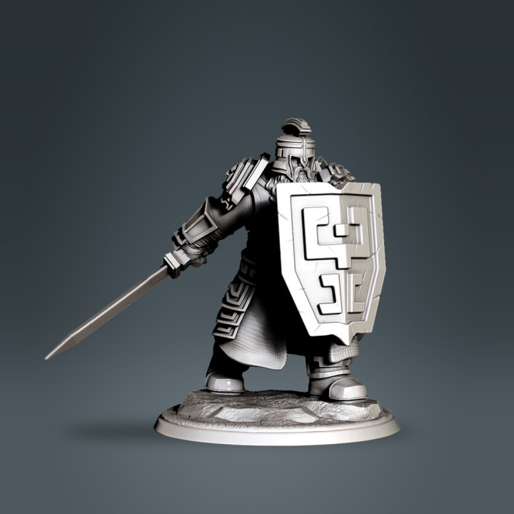 3D Printable Dwarf armoured sword by clynche art