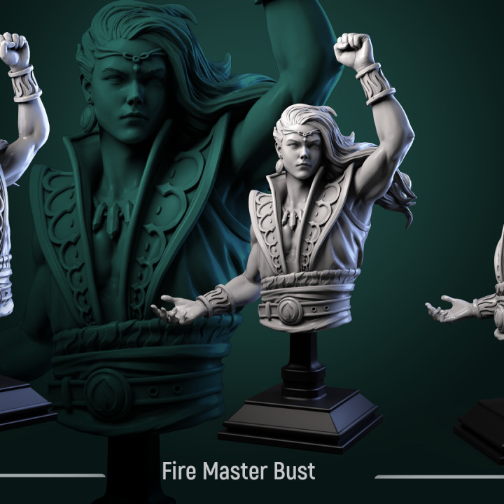 3D Printable Fire master bust pre-supported by White Werewolf Tavern