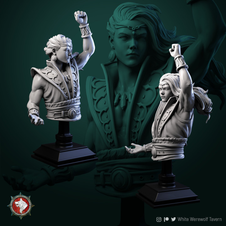 3D Printable Fire master bust pre-supported by White Werewolf Tavern