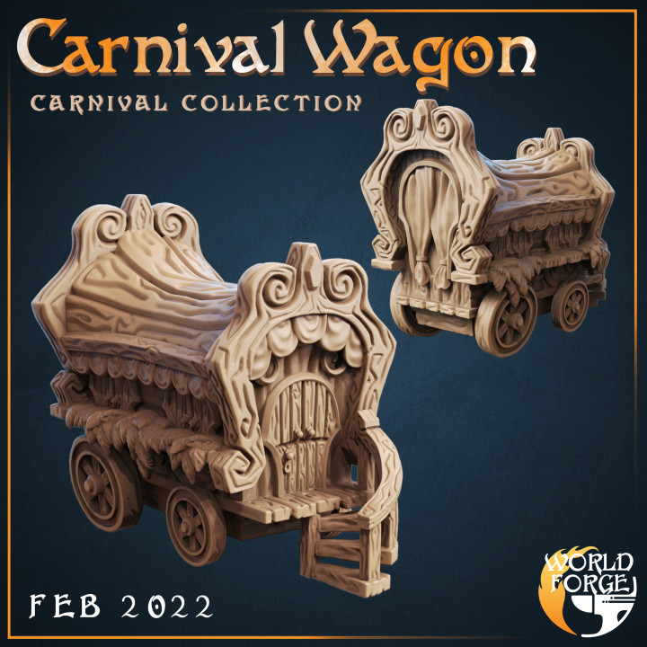 3D Printable Carnival Wagon - Terrain by World Forge Miniatures