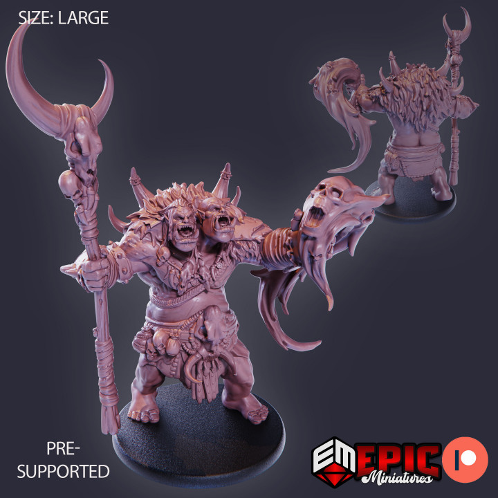 3D Printable Ettin Tribe Shaman Magic / Ancient Two Headed Ogre ...