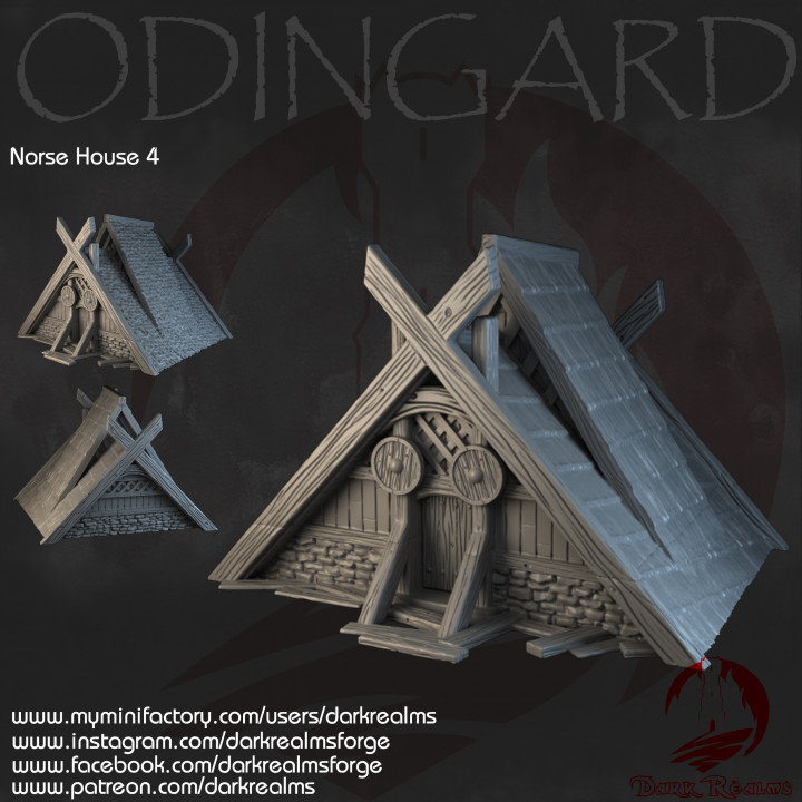 3D Printable Dark Realms - Odingard - Norse House 4 by Dark Realms Forge