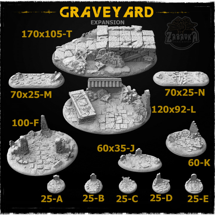 3D Printable Graveyard 1 Base Toppers by Zabavka Workshop