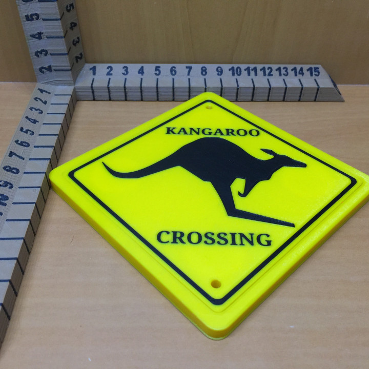 3D Printable Kangaroo Crossing Sign by Star Labs 3D, LLC