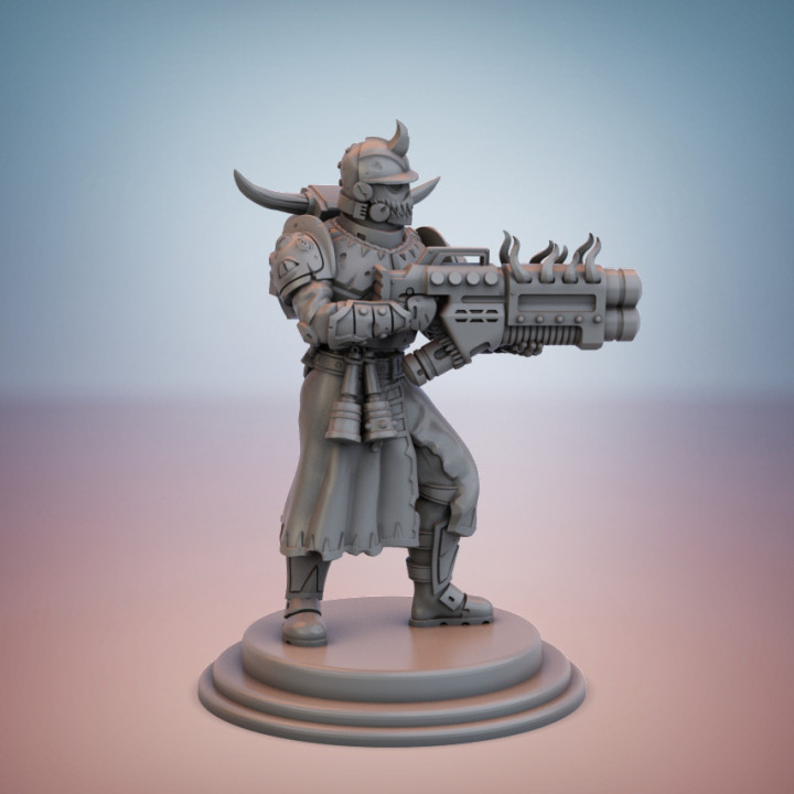 3D Printable Cult Guard. Turbo Magma Gun specialist. by ZBSminiatures