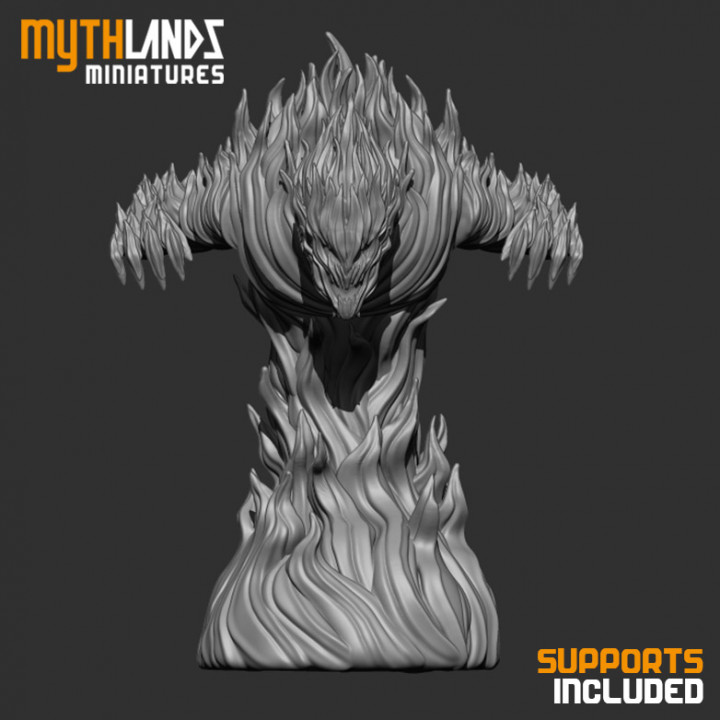 3D Printable Fire Elemental by Mythlands Miniatures