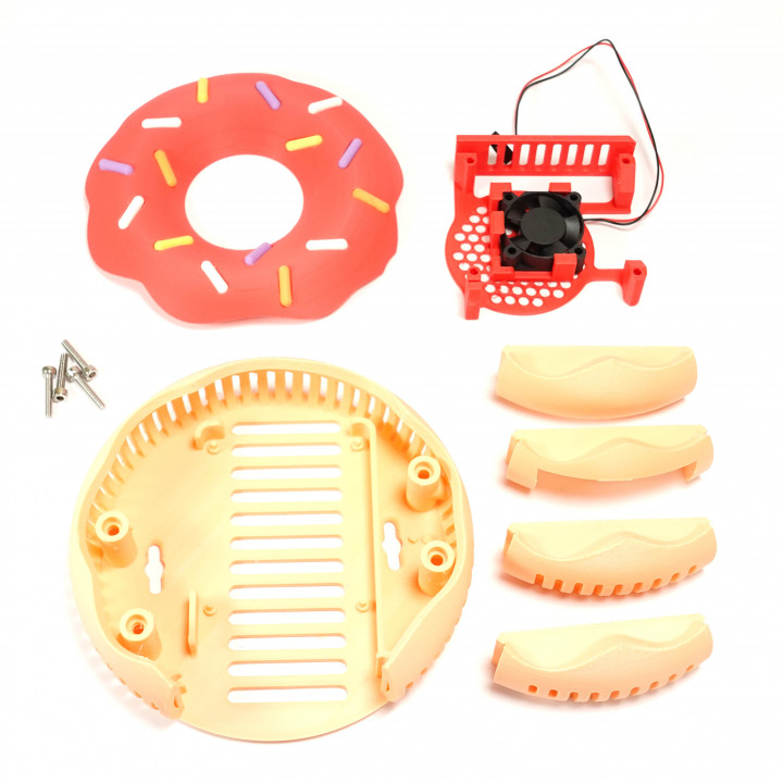 3d Printable Raspberry Doughnut Pi Case Pi4b Pi3b Pi3a By Clockspring 4849