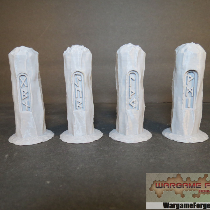 3D Printable Small Norse Rune Standing Stones, Set of 4 by Wargame Forge