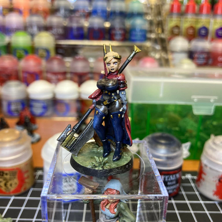 3D Print of 4a Gaia (wandering neo-amazon) - Female with poleaxe - 32mm ...