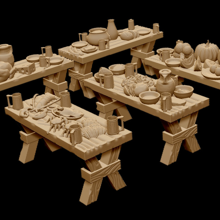 3D Printable medieval Props I - Food by Sin's Miniatures