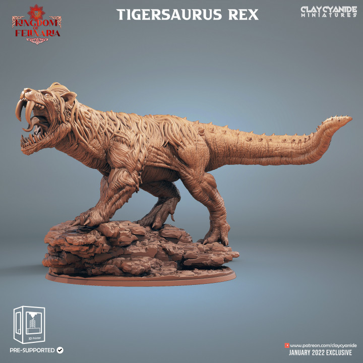 3D Printable Tigersaurus Rex by Clay Cyanide Miniatures