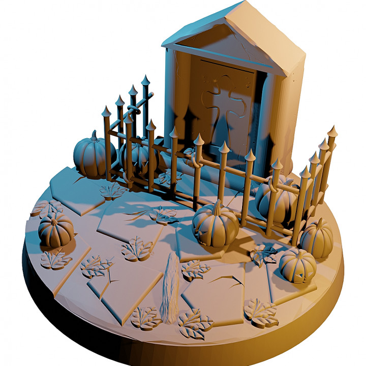 3D Printable 50 mm round halloween base by Feed My 3dPrinter