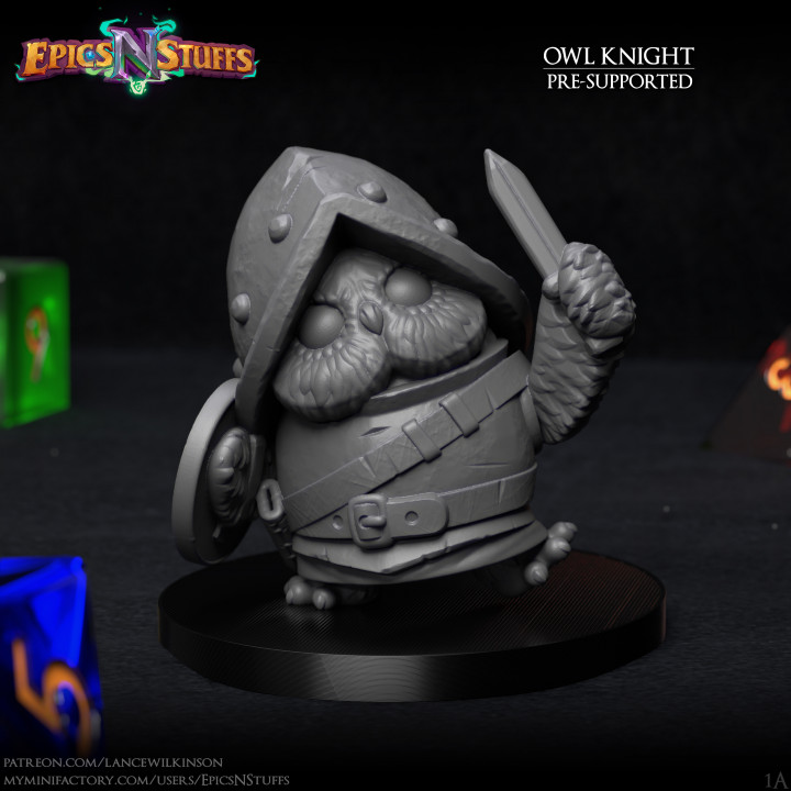 3D Printable Owlkin Knight 1A Miniature - Pre-Supported by Epics N Stuffs