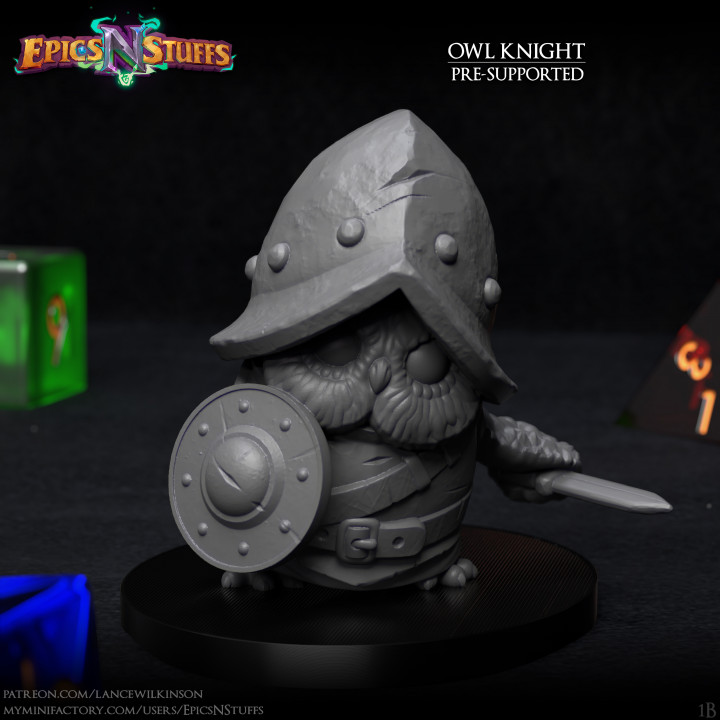 3D Printable Owlkin Knight 1B Miniature - Pre-Supported by Epics N Stuffs