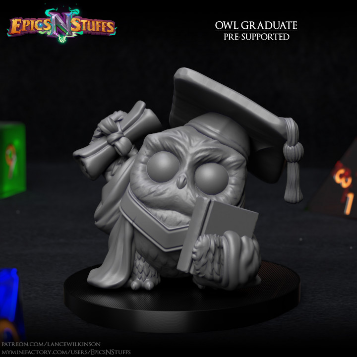 3D Printable Owlkin Graduate Miniature - Pre-Supported by Epics N Stuffs
