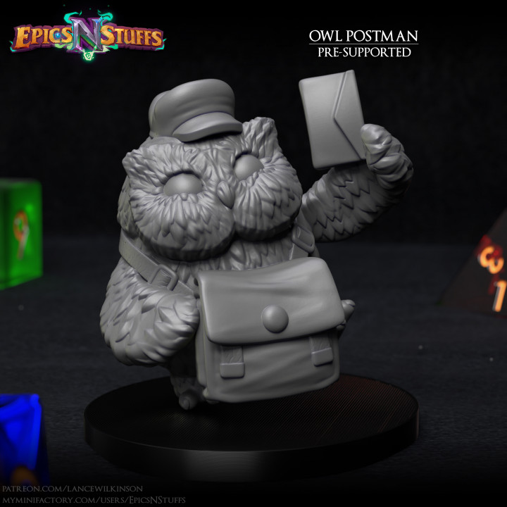3D Printable Owlkin Postman Miniature - Pre-Supported by Epics N Stuffs